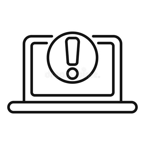 laptop showing warning exclamation mark symbol icon stock vector