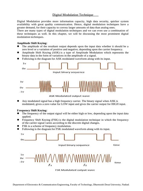 Overview Of Digital Modulation Techniques Pdf Computer Engineering