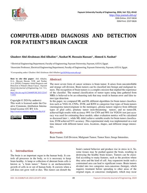 Pdf Computer Aided Diagnosis And Detection Or Patients Brain Cancer