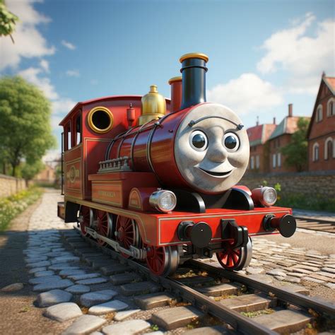 Premium Photo Red Thomas The Tank Engine 3d Model With Exaggerated Facial Expressions