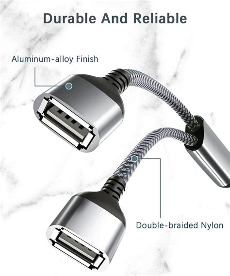 Basesailor USB Splitter Y Cable 3 3FT USB A 1 Male To 2 Female Extension Cord Converter Dual