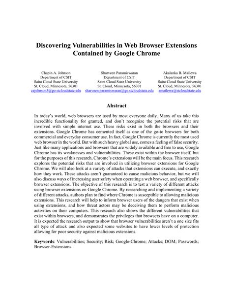 Pdf Discovering Vulnerabilities In Web Browser Extensions Contained