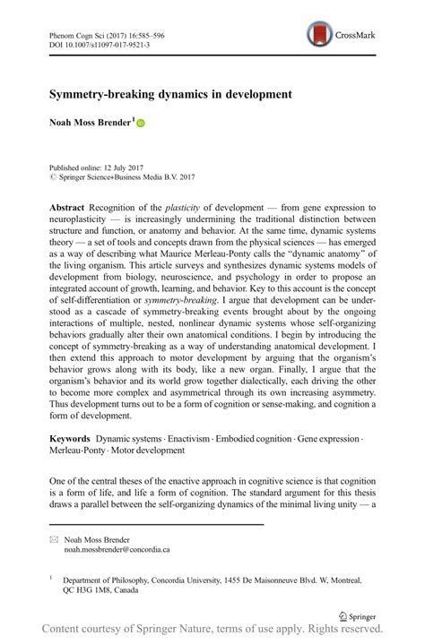 Symmetry Breaking Dynamics In Development