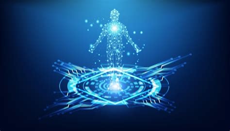 Ai의 빛 혁신 진화의 원에 대한 Ai 개념 인공 지능 프리미엄 벡터