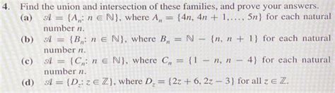 A And D Please Find The Union And Intersection Of Chegg