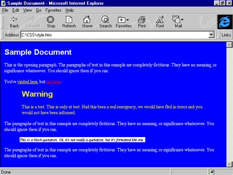 Cascading Style Sheets Examples
