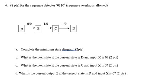 Solved 4 8 Pts For The Sequence Detector ‘0110 Sequence