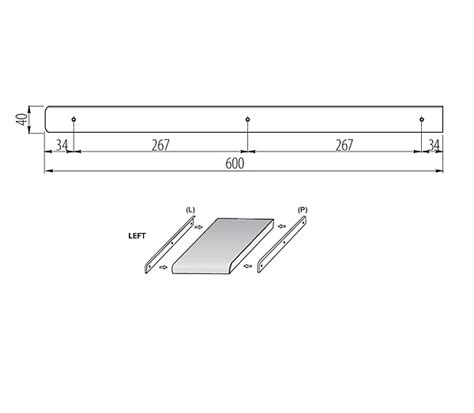 Kitchen Worktop End Edging Trim 40mm Type Left Colour Aluminium