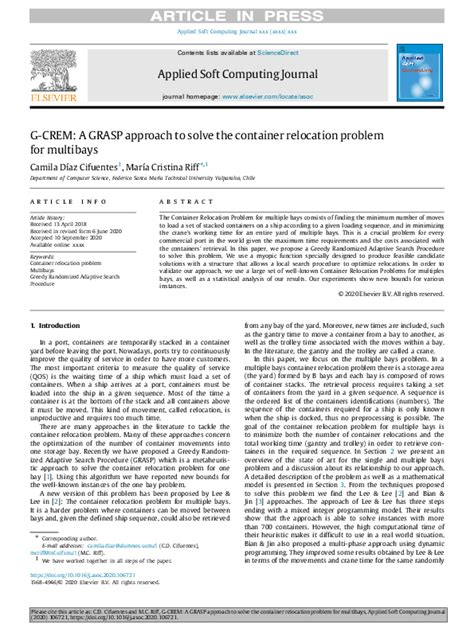 pdf g crem a grasp approach to solve the container relocation