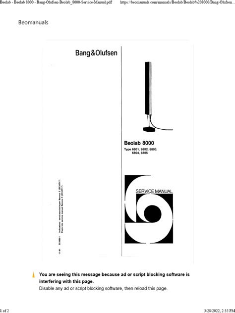 Beolab Beolab 8000 Bang Olufsen Beolab 8000 Service Manual Pdf
