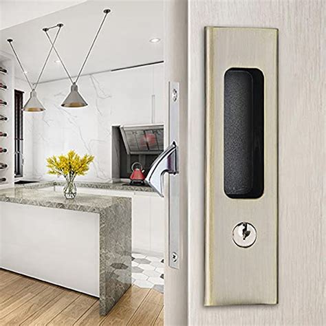 Hoconnie Pocket Door Handle With Key Sliding Door Lock Keyed Pocket