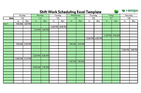 Shift Rotation Schedule Template