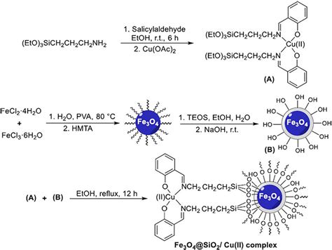 Preparation Of Fe3o4 Sio2 Cu Ii Complex Reprinted With Permission
