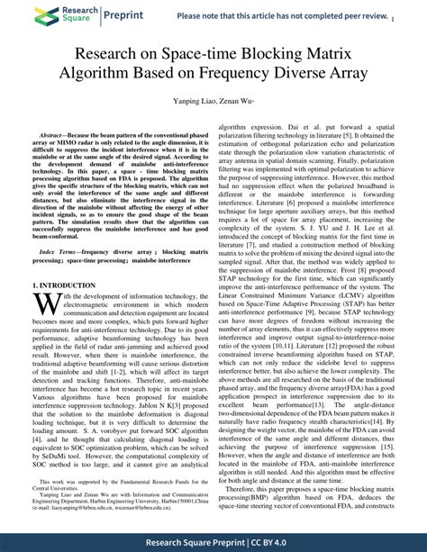 Pdf Research On Space Time Blocking Matrix Algorithm Based On