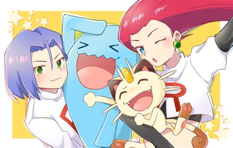 Jessie James Meowth And Wobbuffet Pokemon And More Drawn By Umapoi Danbooru