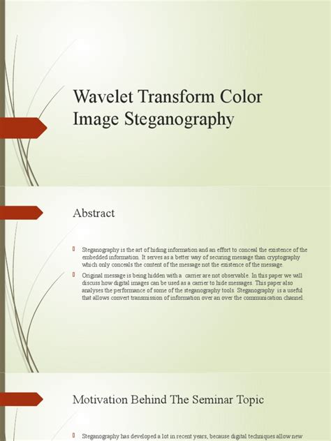 Wavelet Transform Color Image Steganography Pdf Technology