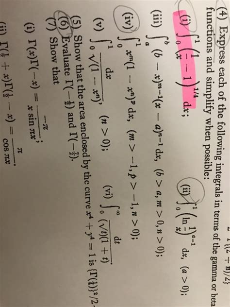 Solved 4 Express Each Of The Following Integrals In Terms