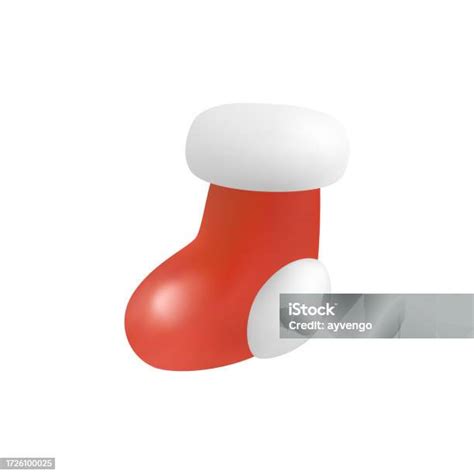 산타 클로스 양말 빨간 산타클로스의 3d 아이콘은 고립된 흰색 배경에 부츠를 신는다 크리스마스 기호입니다 크리스마스와 연말 연시를 위한 만화 디자인 요소 스톡 3d 벡터