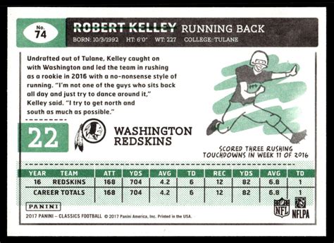 2017 Panini Classics 74 Robert Kelley For Sale Online Ebay