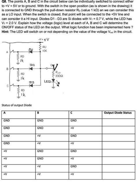 solved q8 the points a b and c in the circuit below can be