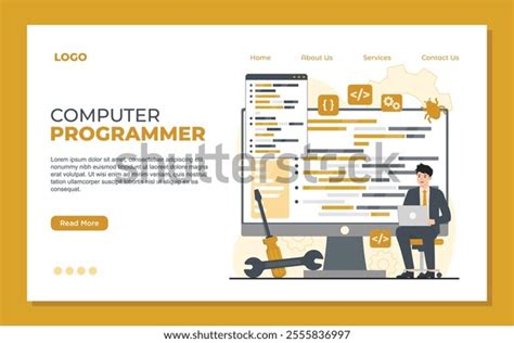Programming Coding Software Development Landing Page Stock Vector Royalty Free 2555836997