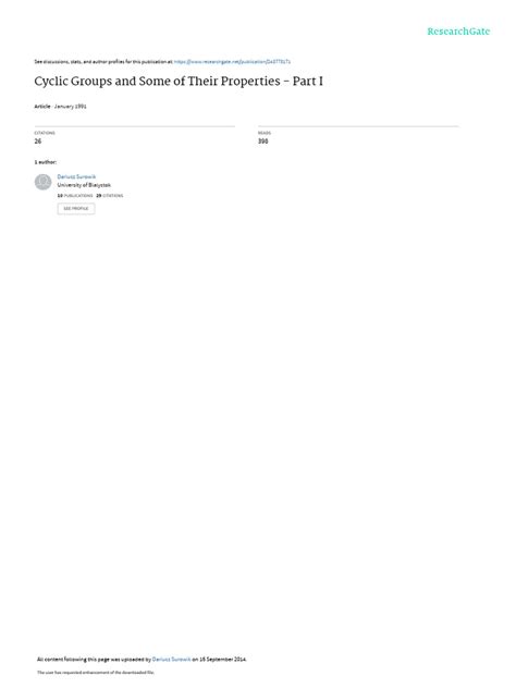 Cyclic Groups And Some Of Their Properties Part Pdf Group Mathematics Mathematical