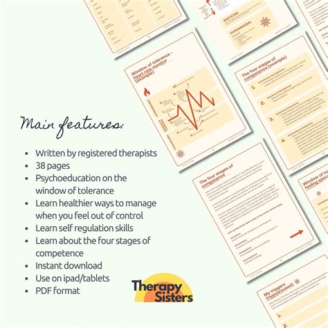 Window Of Tolerance Worksheets For Adults Nervous System Polyvagal Theory Trauma Therapy PTSD