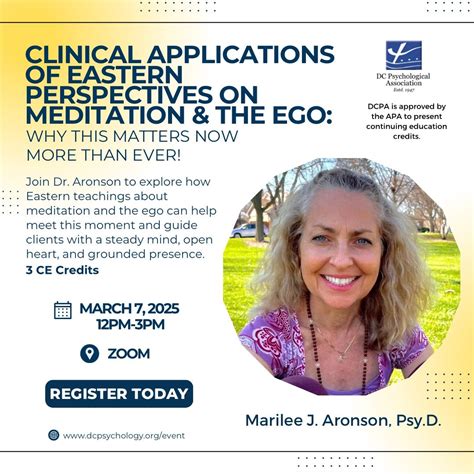 Join Dr Aronson As She Explores How Eastern Teachings On Meditation And… Dc Psychological