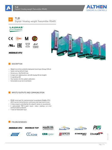 Tlb Modbus Tcp Digital Amplifier En Pdf Pdf Bit Rate Computer Network