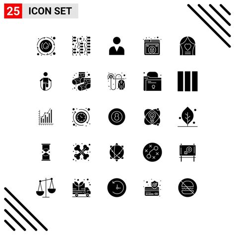 Set Of 25 Modern Ui Icons Symbols Signs For Love Arch Administrator Security Lock Editable