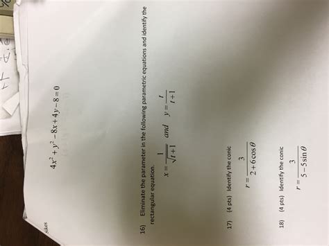 Solved Eliminate The Parameter In The Following Parametric Chegg