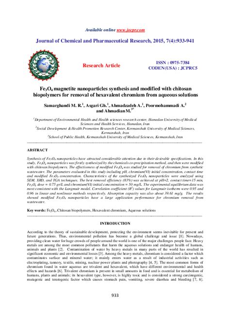 Pdf Fe 3 O 4 Magnetite Nanoparticles Synthesis And Modified With Chitosan Biopolymers For