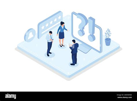 Asking Questions And Receiving Answers Customer Support Concept Isometric Vector Modern