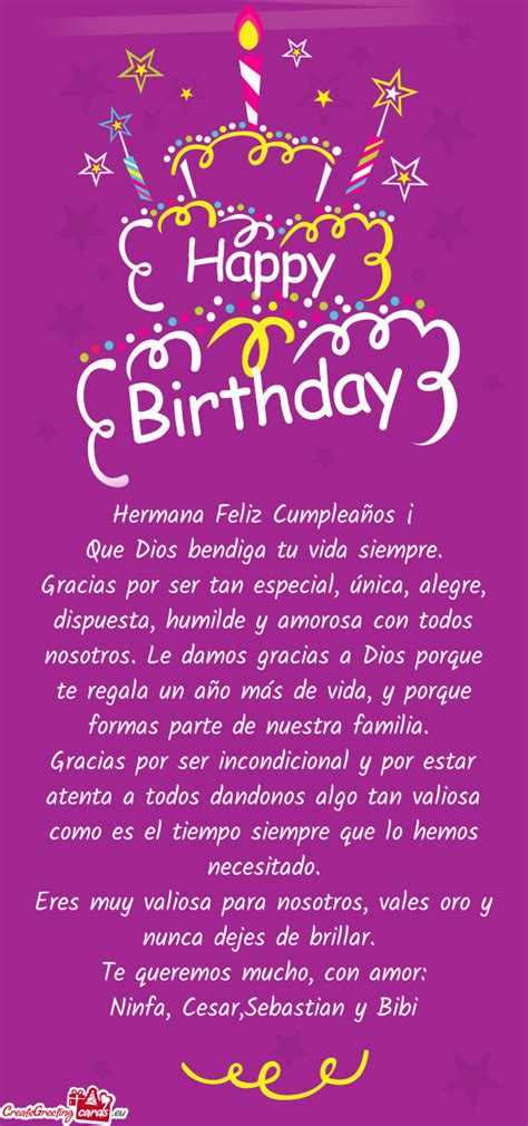 Hermana Feliz Cumplea Os Free Cards