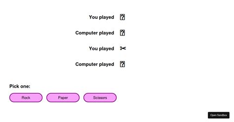 Rock Paper Scissors 1 Codesandbox