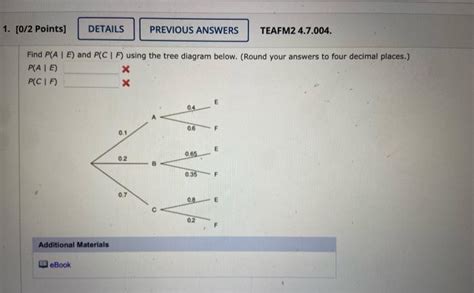 Solved Find Pa∣e And Pc∣f Using The Tree Diagram Below