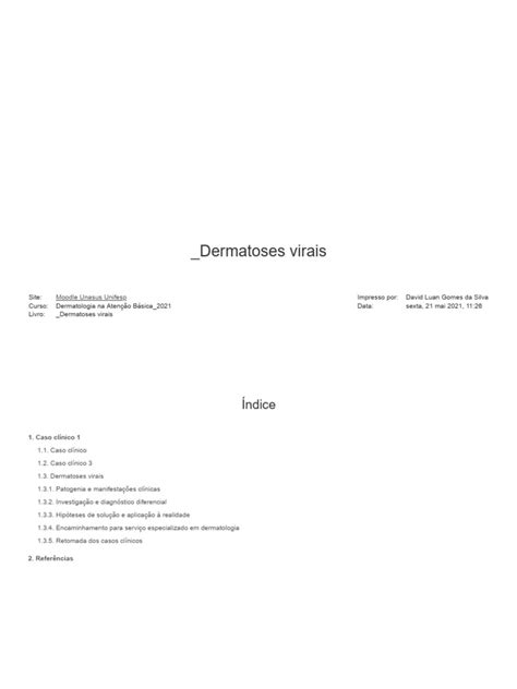 Dermatoses Virais Pdf Remédio Causas De Morte