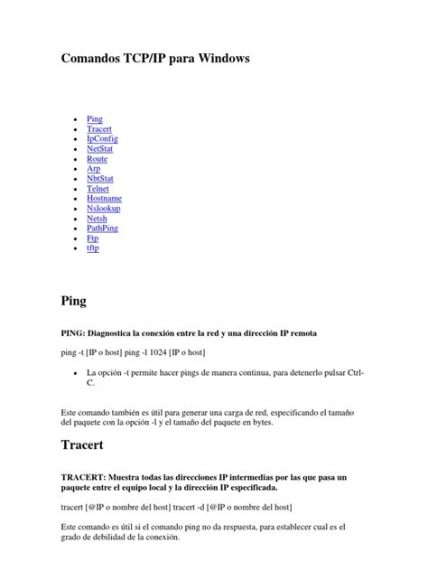 Comandos Tcp Pdf Dirección Ip Archivo De Computadora