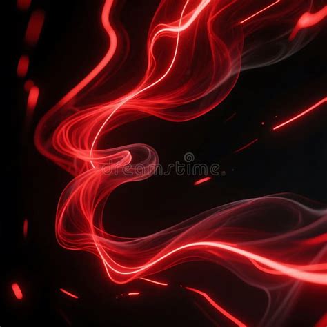 Red Energy Flowing Abstract Art Dynamic Neon Swirls On Black Background Stock Illustration