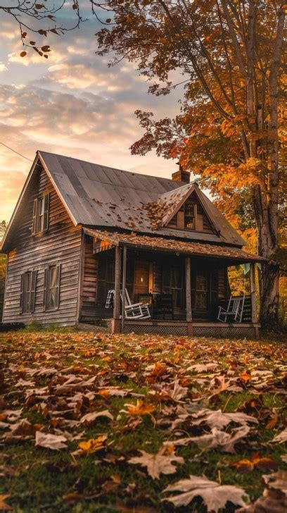 Free Autumn Cabin Evening Image Autumn Cabin Evening Download At Stockcake
