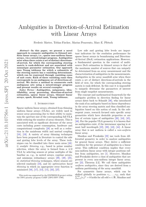 Pdf Ambiguities In Direction Of Arrival Estimation With Linear Arrays