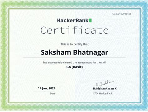 Saksham Bhatnagar On Linkedin Golang Certification