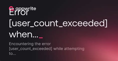 Error Usercountexceeded When Trying To Login With Oauth Email Exists In Identity Threads