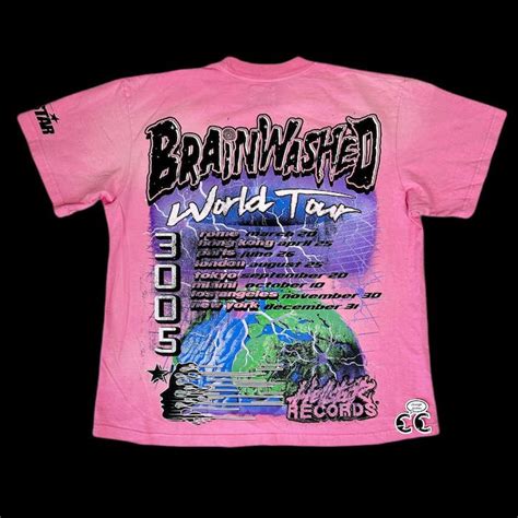 Hellstar Hellstar Brainwashed World Tour Tee Shirt Pink Large 3005 Grailed