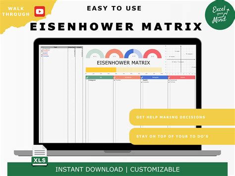 Eisenhower Matrix Template Excel Decision Matrix Spreadsheet For Project Management Etsy