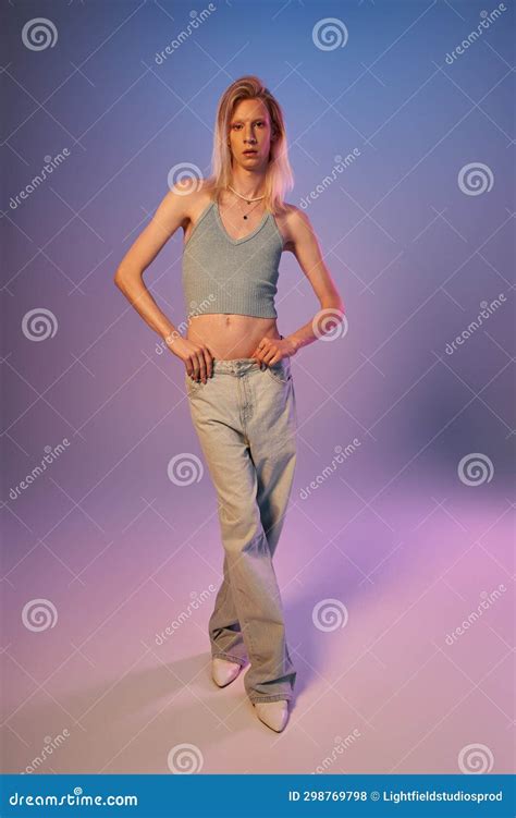 Attractive Non Binary Person In Stylish Stock Photo Image Of Chic Trendsetter 298769798