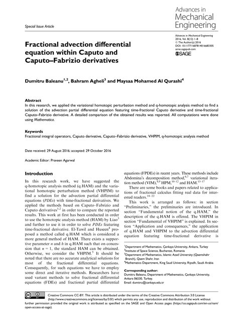 Pdf Fractional Advection Differential Equation Within Caputo And