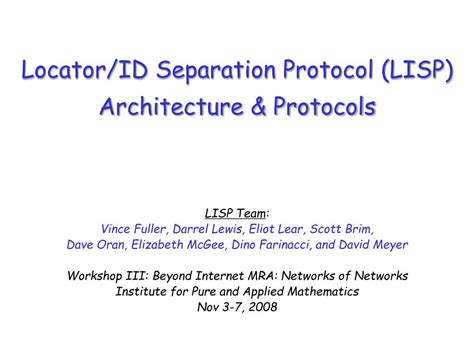 PPT Locator ID Separation Protocol LISP Architecture Protocols PowerPoint Presentation