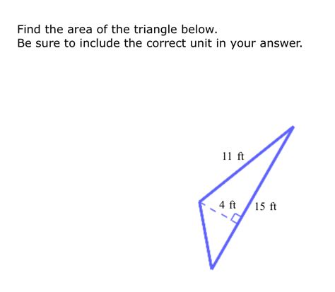 Solved Find The Area Of The Triangle Below Be Sure To