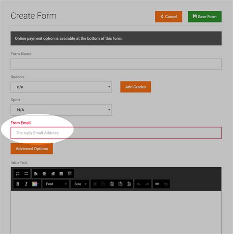 Set A Reply Email Address On A Form Sporty Online Support Centre